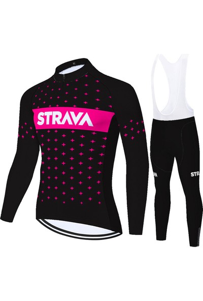 Erkek Uzun Kollu Bisiklet Forması + Önlük Pantolon Yol Bisikleti Gel Pro Bisiklet Giyim Seti