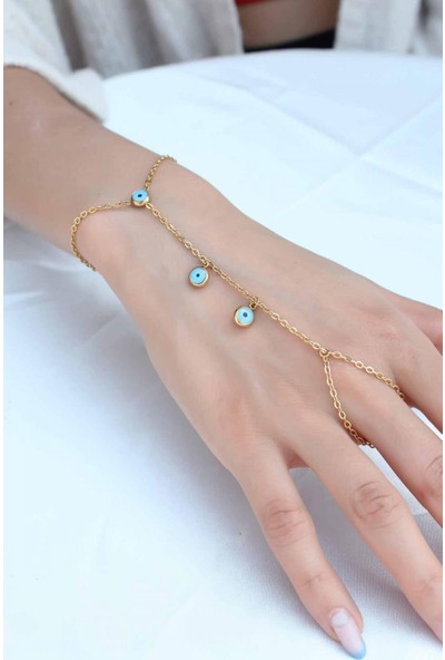 Clariss Nazar Boncuk Detaylı Gold Renk Çelik Kadın Şahmeran Clariss Nazar Boncuk Detaylı Gold Renk Çelik Kadın Şahmeran