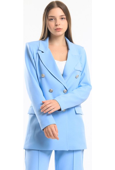 Sense Içi Astarlı Hürrem Kumaş Blazer Ceket | CKT34236 Mavı