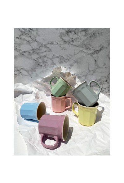 Allin - 6'lı Seramik Annabel Kupa Seti Allin - 6'lı Seramik Annabel Kupa Seti