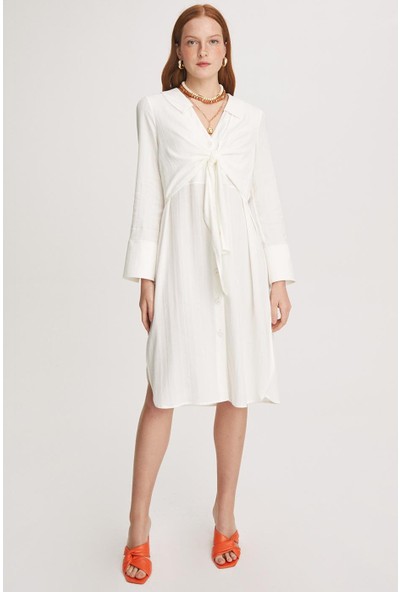 Perspective Cassey Rahat Kalıp Gömlek Yaka Ekru Elbise Perspective Cassey Rahat Kalıp Gömlek Yaka Ekru Elbise