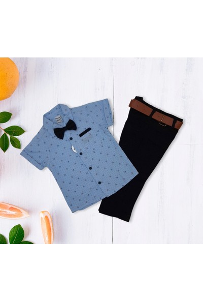 Altın Erkek Çocuk Takım, Papyonlu Oxford Gömlek Pantalon Takım