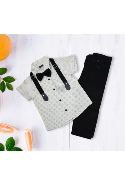 Altın Erkek Çocuk Takım, Papyonlu Oxford Gömlek Pantalon Takım