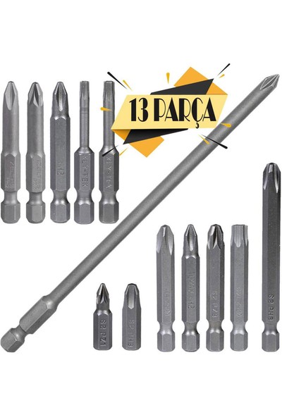 Badem10 Izeltaş-Klytek Matkap Bits Uç Vidalama Ucu Düz Yıldız Torx Uç (13 Parça) Badem10 Izeltaş-Klytek Matkap Bits Uç Vidalama Ucu Düz Yıldız Torx Uç (13 Parça)