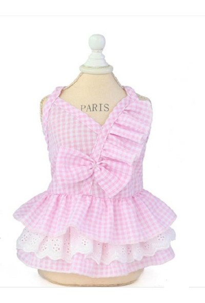 Patici Miss Ekose Pembe Dantelli Elbise Patici Miss Ekose Pembe Dantelli Elbise