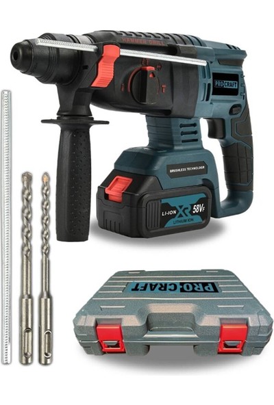 Procraft Germany Premium 88 V 5 Ah 4 Joule Kömürsüz Motor Darbeli Çift Akülü Şarjlı Kırıcı Delici Procraft Germany Premium 88 V 5 Ah 4 Joule Kömürsüz Motor Darbeli Çift Akülü Şarjlı Kırıcı Delici
