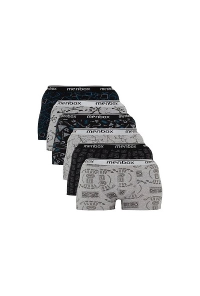 Menbox 6'lı Desenli Likralı Klasik Erkek Boxer Menbox 6'lı Desenli Likralı Klasik Erkek Boxer