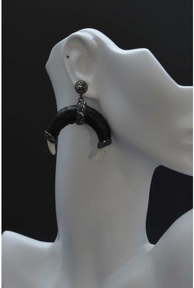 Optimoon Piton Derisi Kemik Küpe Siyah M-185 Optimoon Piton Derisi Kemik Küpe Siyah M-185