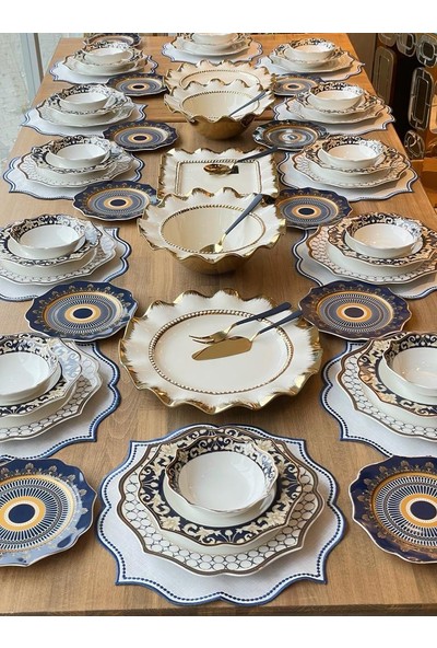 Rossev Yemek Takımı Blue Ring 70 Parça 12 Kişilik Rossev Yemek Takımı Blue Ring 70 Parça 12 Kişilik