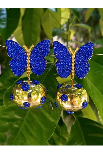 Optimoon Kelebek Markazit Küpe Mavi