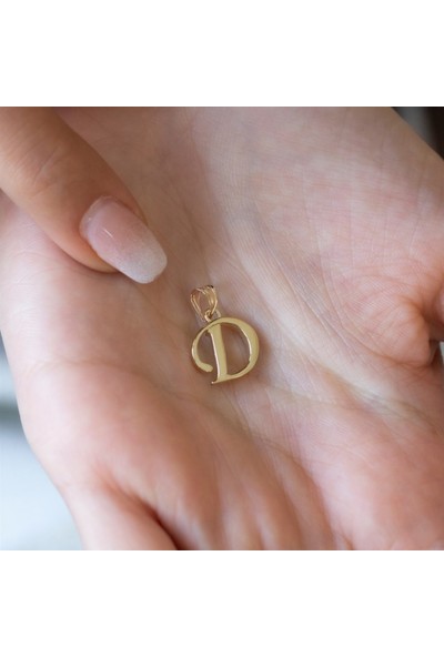 Zerkub Jewellery Altın Harf D Uç Kolye