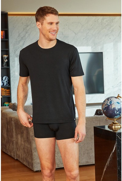 Erkek Silver Kısa Kol Siyah T-Shirt 9306 Blackspade