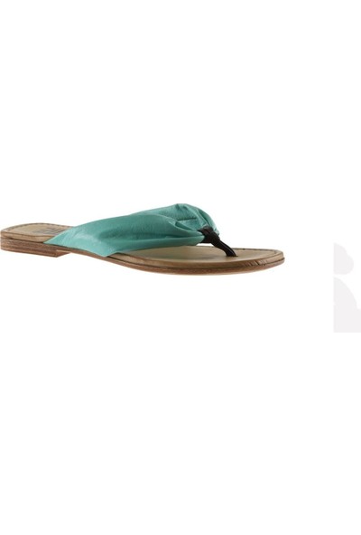 Bueno Shoes Yeşil Deri Kadın Düz Sandalet