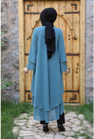 Nisaca Şifon Katlı Uzun Tunik Indigo Nisaca Şifon Katlı Uzun Tunik Indigo