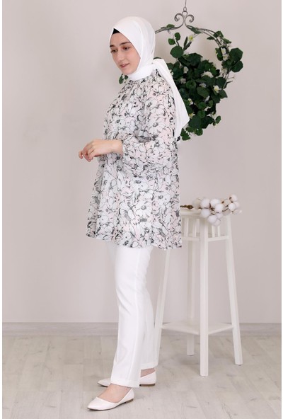 Nisaca Eteği Fırfırlı Tesettür Tunik Pudra Nisaca Eteği Fırfırlı Tesettür Tunik Pudra