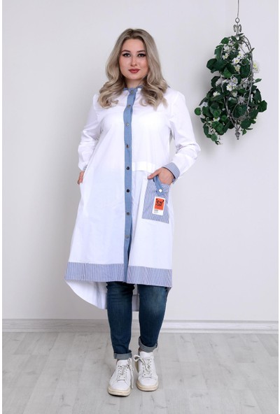 Nisaca Kapüşonlu Tesettür Gömlek Tunik Beyaz Nisaca Kapüşonlu Tesettür Gömlek Tunik Beyaz