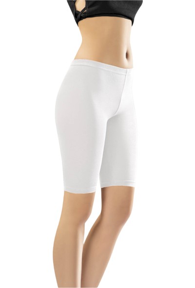 Kota Kadın 2'li Penye Elastan Diz Üstü Tayt 4018 | Beyaz