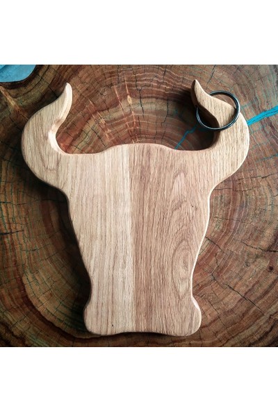 Zeytin Boğa Şeklinde Zeytin Ağacı Sunum Kesme Tahtası