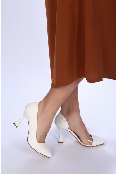 Kadın Beyaz Şeffaf Topuklu Ayakkabı