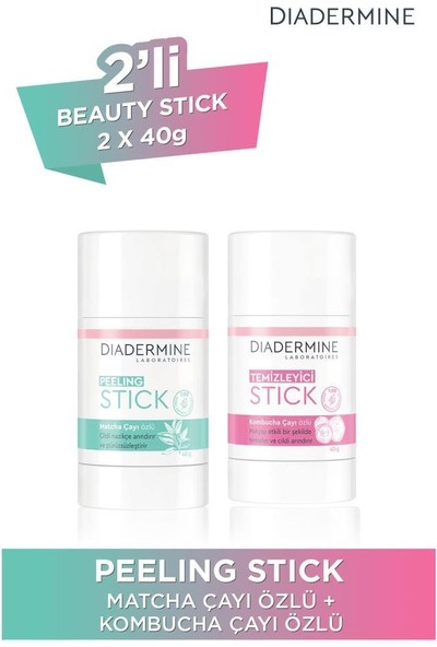 Diadermine Matcha Çayı Özlü Peeling Stick 40 G + Kombucha Çayı Özlü Temizleyici Stick 40 G Diadermine Matcha Çayı Özlü Peeling Stick 40 G + Kombucha Çayı Özlü Temizleyici Stick 40 G