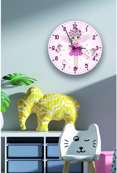 Tiny Baby Concept Çocuk Odası Dekorasyon Sevimli Peri Kızı ve Unicornlar Model Dijital Basklı Sessiz Akar Duvar Saati Tiny Baby Concept Çocuk Odası Dekorasyon Sevimli Peri Kızı ve Unicornlar Model Dijital Basklı Sessiz Akar Duvar Saati