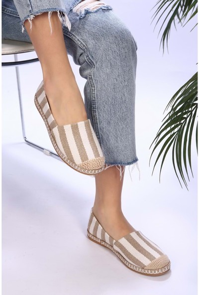 Kadın Beyaz-Ten Keten Espadril