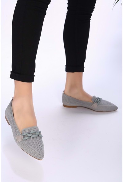 Kadın Gri Triko Babet