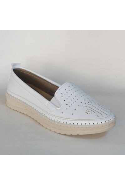 Mersay Kadın Babet Lastikli Baskılı Beyaz ve Vizon Yumuşak Ayakkabı Mersay Kadın Babet Lastikli Baskılı Beyaz ve Vizon Yumuşak Ayakkabı