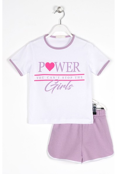 Zepkids Kız Çocuk Power Baskılı Şortlu Takım 6-9 Yaş