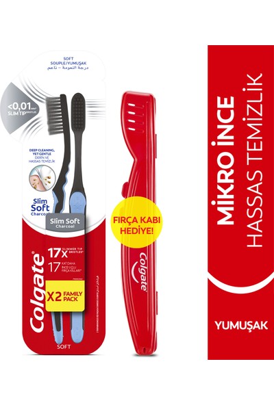 Colgate Mikro İnce Siyah Hassas Temizlik Yumuşak Diş Fırçası 1+1 Fırça Kabı Hediye Colgate Mikro İnce Siyah Hassas Temizlik Yumuşak Diş Fırçası 1+1 Fırça Kabı Hediye