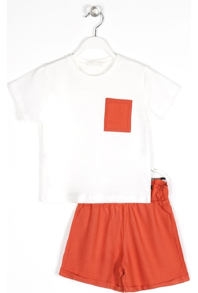 Zepkids Kız Çocuk Ön Cep Detaylı Şortlu Takım 6-9 Yaş