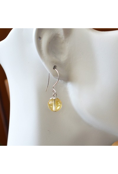 Optimoon Sitrin Gümüş Tek Top Küpe