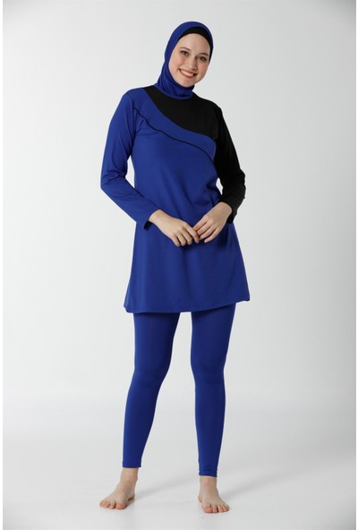 Sinelay Moda Çizgi Tam Kapalı Taytlı Likralı Tesettür Mayo 28099