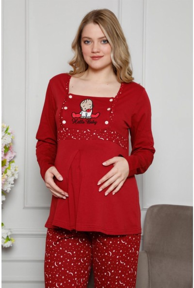 Moda Çizgi Kadın %100 Pamuklu Hamile Pijama Takımı 4518 Moda Çizgi Kadın %100 Pamuklu Hamile Pijama Takımı 4518