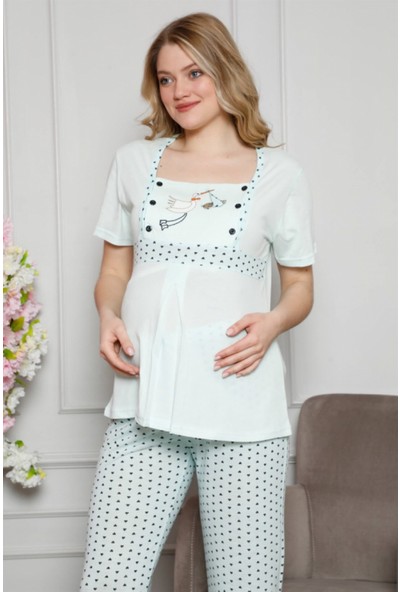 Moda Çizgi Kadın %100 Pamuklu Hamile Pijama Takımı 4509 Moda Çizgi Kadın %100 Pamuklu Hamile Pijama Takımı 4509