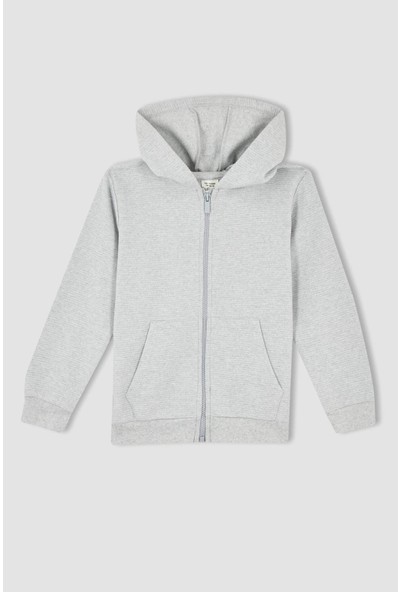 DeFacto Erkek Çocuk Regular Fit Okula Dönüş Kapüşonlu Kanguru Cepli Sweat Hırka T7468A622AU DeFacto Erkek Çocuk Regular Fit Okula Dönüş Kapüşonlu Kanguru Cepli Sweat Hırka T7468A622AU