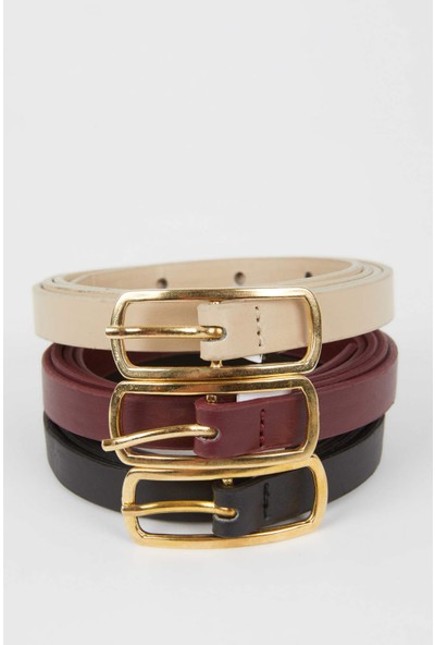 DeFacto Kadın 3lü Suni Deri Jean KEMERI Y5303AZNS