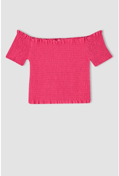 DeFacto Coool Fitted Carmen Yaka Kısa Kollu Tişört Y7928AZ22SM DeFacto Coool Fitted Carmen Yaka Kısa Kollu Tişört Y7928AZ22SM