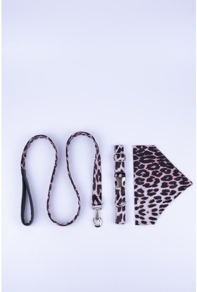 Estapet Prestij Leopar Köpek Boyun Tasması Takım Fular Hediyeli