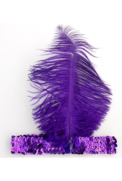 Mor Renk Tüylü Çarliston Saç Bandı