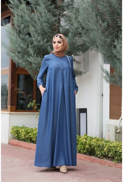 Neways Ön Pileli Elbise Koyu Mavi Neways 6482