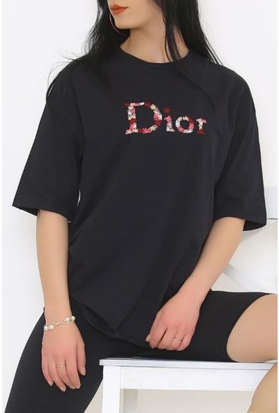 E Moda Nakışlı Tişört Siyah - 9546.720. E Moda Nakışlı Tişört Siyah - 9546.720.