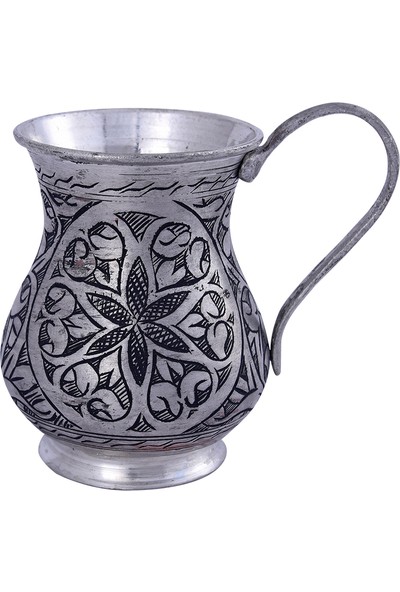Nusnus Çiçek Desenli Bakır Bardak Silver Nusnus Çiçek Desenli Bakır Bardak Silver