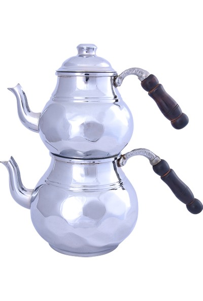 Nusnus Bakır Dilimli Büyük Çaydanlık Gümüş No 1