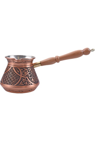 Nusnus Bakır Krem Ahşap Saplı Y Desenli Cezve Rose Gold Büyük Boy Nusnus Bakır Krem Ahşap Saplı Y Desenli Cezve Rose Gold Büyük Boy