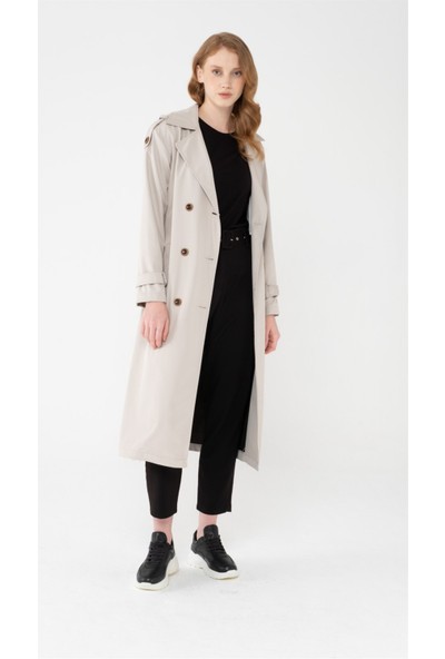 Olcay Apolet Detaylı Kruvaze Yarım Astarlı Trençkot Taş 6380 Olcay Apolet Detaylı Kruvaze Yarım Astarlı Trençkot Taş 6380