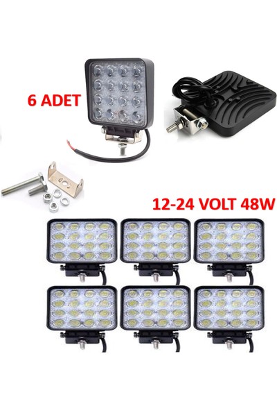 Reycar 6 Adet Off Road Sis Farı Lambası 16 LED Kare Çalışma Lambası RY880025 Reycar 6 Adet Off Road Sis Farı Lambası 16 LED Kare Çalışma Lambası RY880025