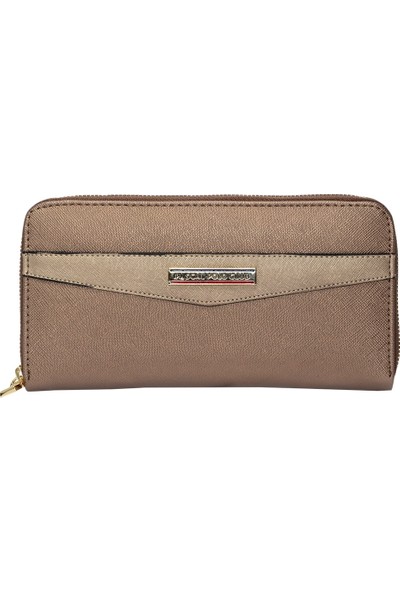 Pascal Classic&polo Racquet cl Deri Fermuarlı Koyu Dore Kadın Pörtföy Cüzdan