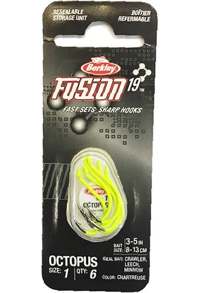 Berkley FUSION19 Colored Octopus Model Balıkçı Olta Iğnesi Yellow 6'lı Berkley FUSION19 Colored Octopus Model Balıkçı Olta Iğnesi Yellow 6'lı