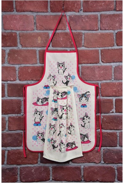 Tekstil Sepeti Kedi Desenli Mutfak Önlüğü Ve Havlu Alez Özellikli Pamuk Tekstil Sepeti Kedi Desenli Mutfak Önlüğü Ve Havlu Alez Özellikli Pamuk
